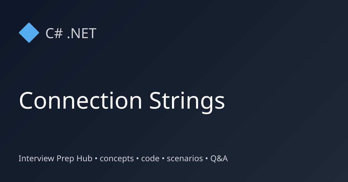 Connection Strings - C# .NET | Tech Interview Prep Hub