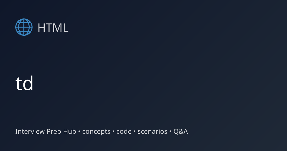 td - HTML | Tech Interview Prep Hub