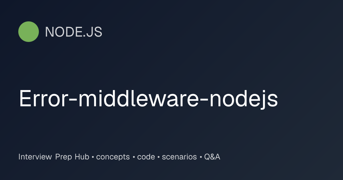 Error Middleware - Node.js | Tech Interview Prep Hub