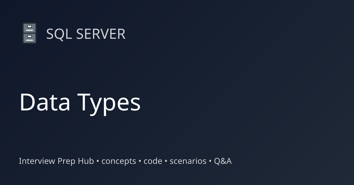 Data Types - SQL Server | Tech Interview Prep Hub