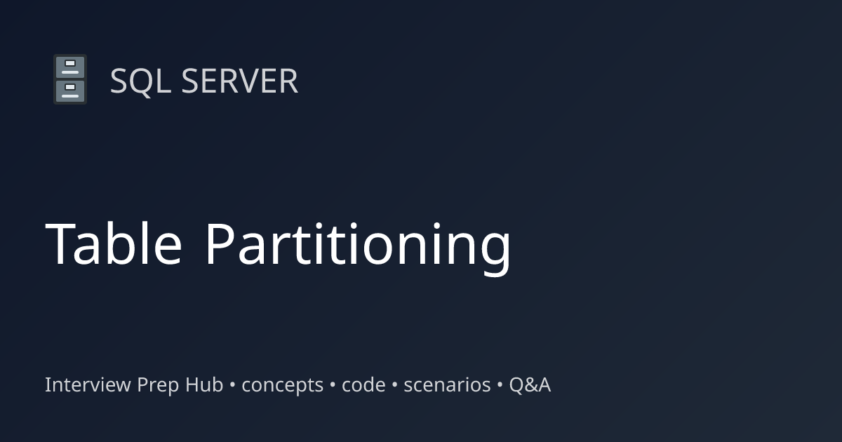Table Partitioning - SQL SERVER | Tech Interview Prep Hub