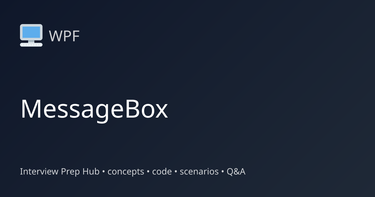 MessageBox - WPF | Tech Interview Prep Hub